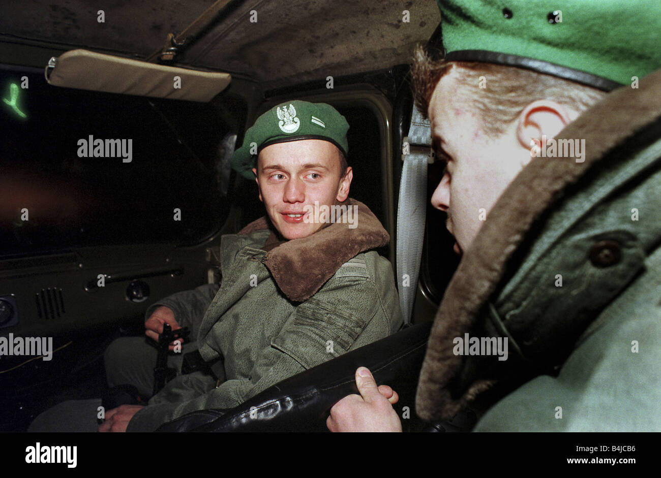 Polish border guard officers on a night patrol at the Polish-German ...
