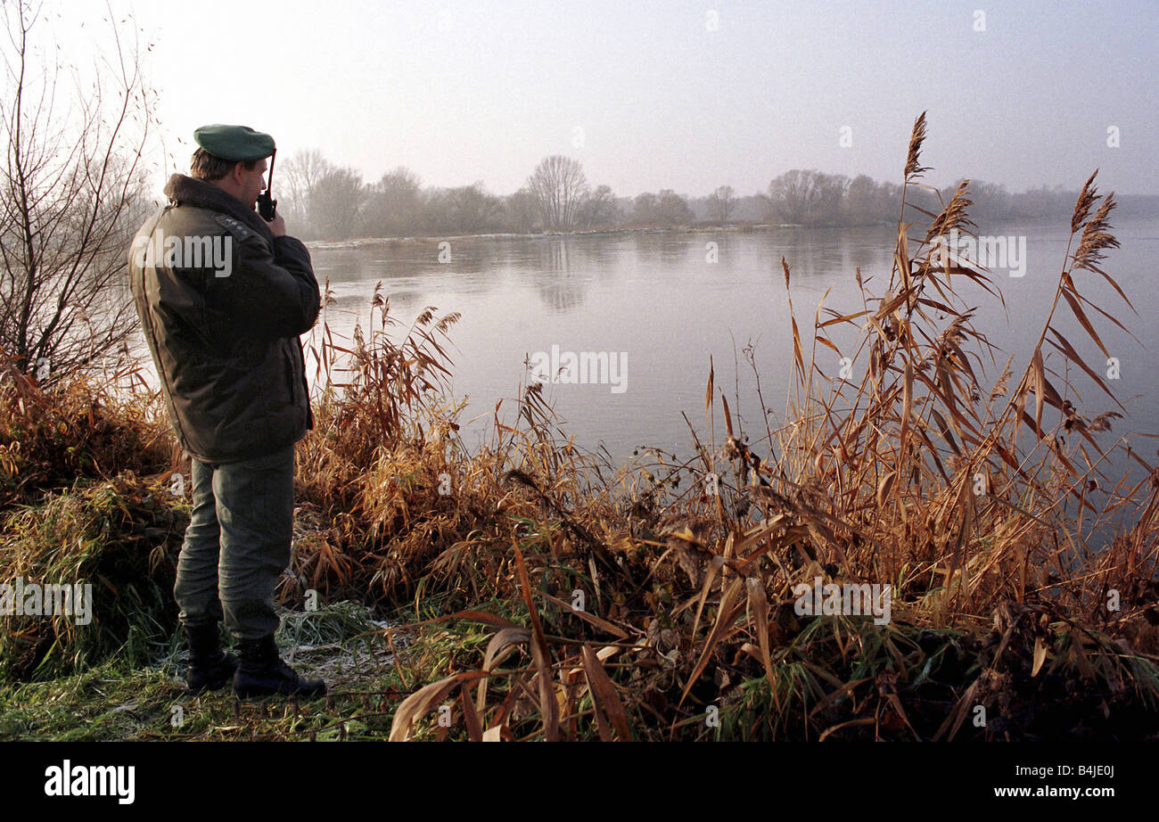 Polish border guard officer on patrol at the Polish-German border ...
