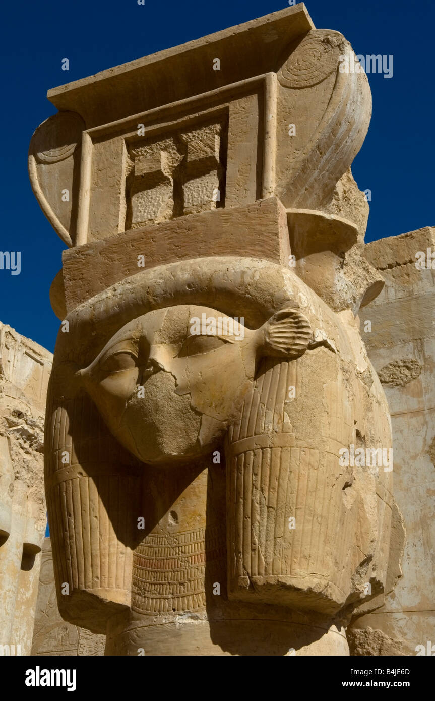 Hathor headed column, Queen Hatshepsuts Mortuary Temple, UNESCO World ...