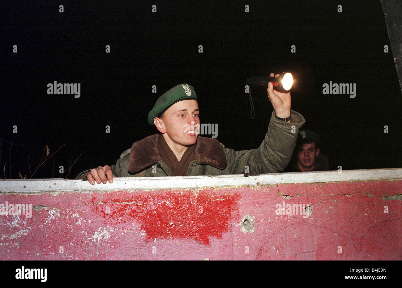 Polish border guard officers on a night patrol at the Polish-German ...