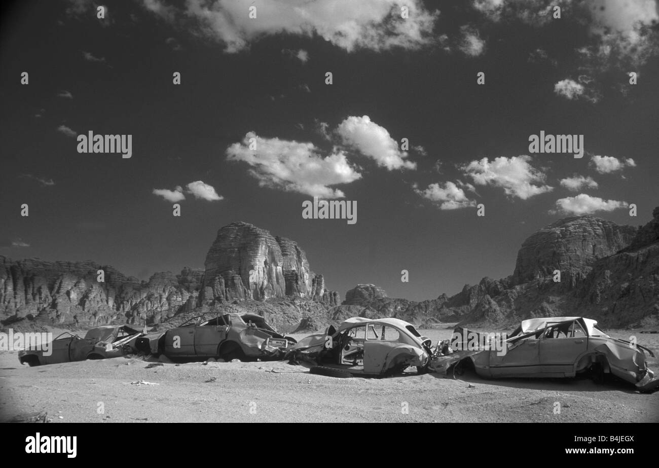 Car wrecks in Hejaz desert, Saudi Arabia Stock Photo - Alamy