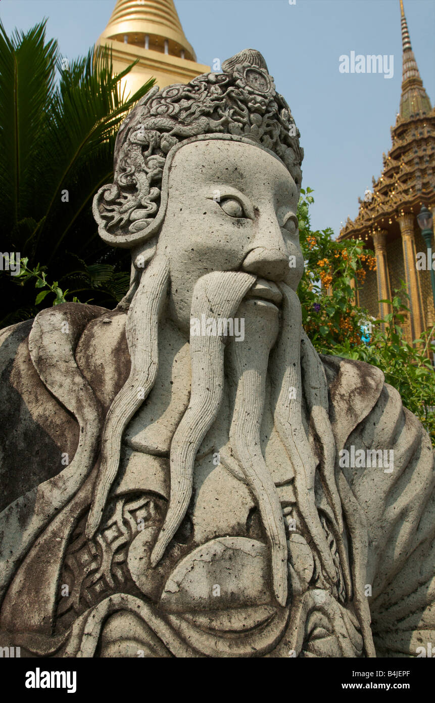 Old chinese merchant statue in bangkok temple hi-res stock photography ...