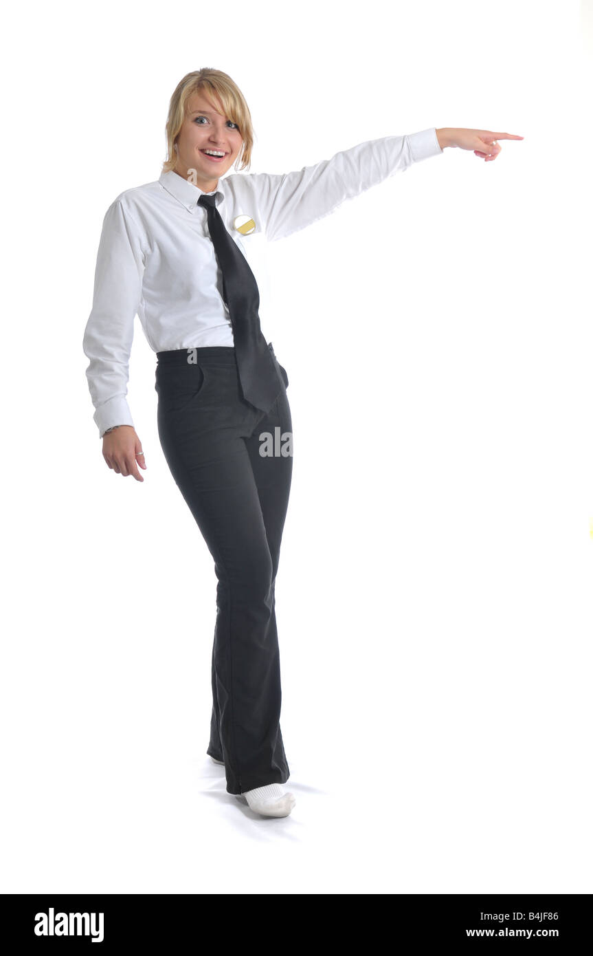 Woman showing way Cut Out Stock Images & Pictures - Alamy