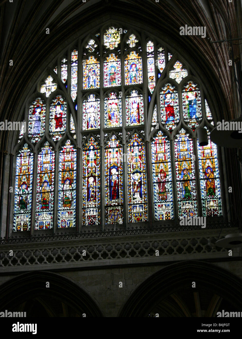 Exeter Cathedral, North window Stock Photo - Alamy