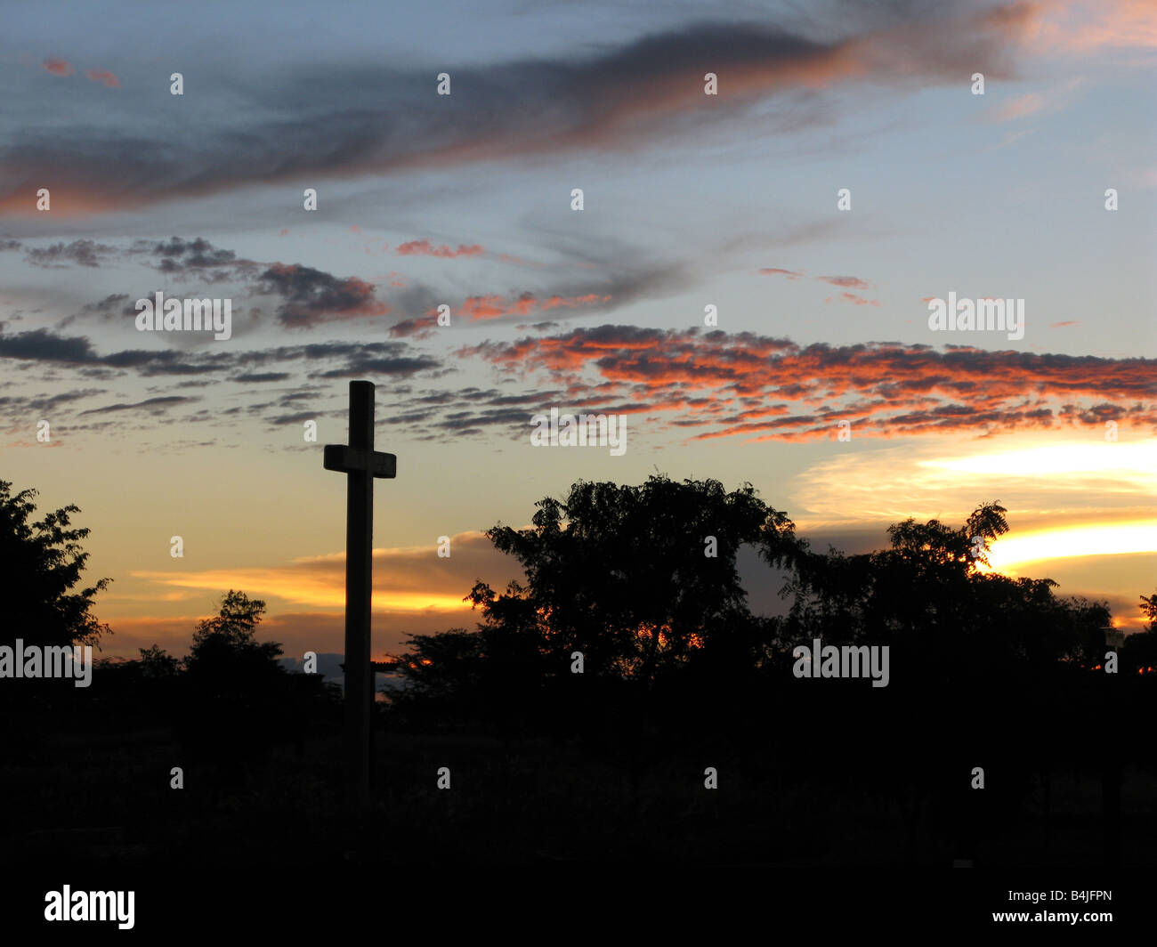 Cross in sunset, religion christian, near Cristo of Jose Puerto la Cruz ...