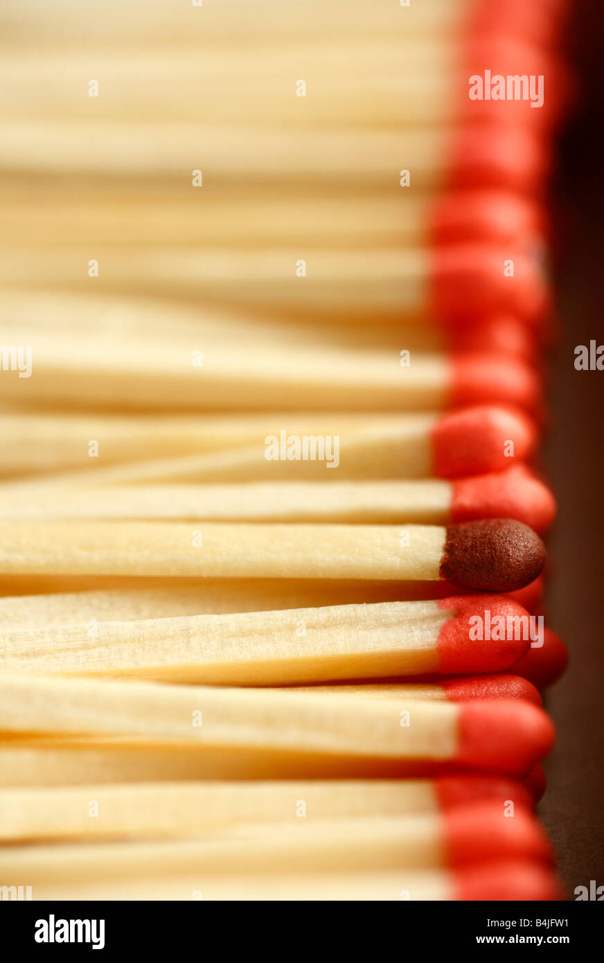 A series of pink matches with one of brown colour Stock Photo - Alamy