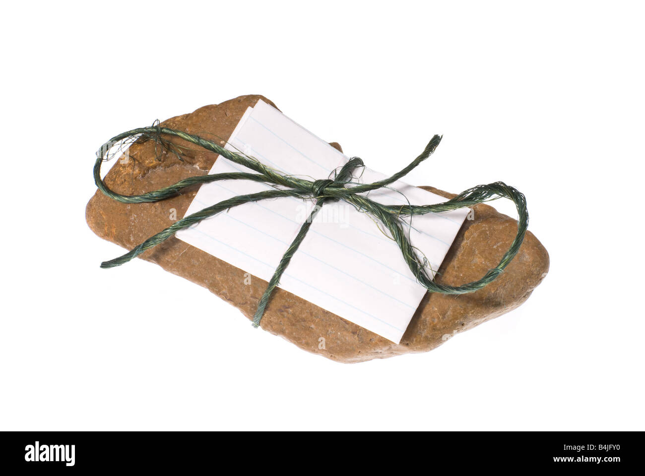 A note tied to a rock is ready to be thrown in the direction of its ...