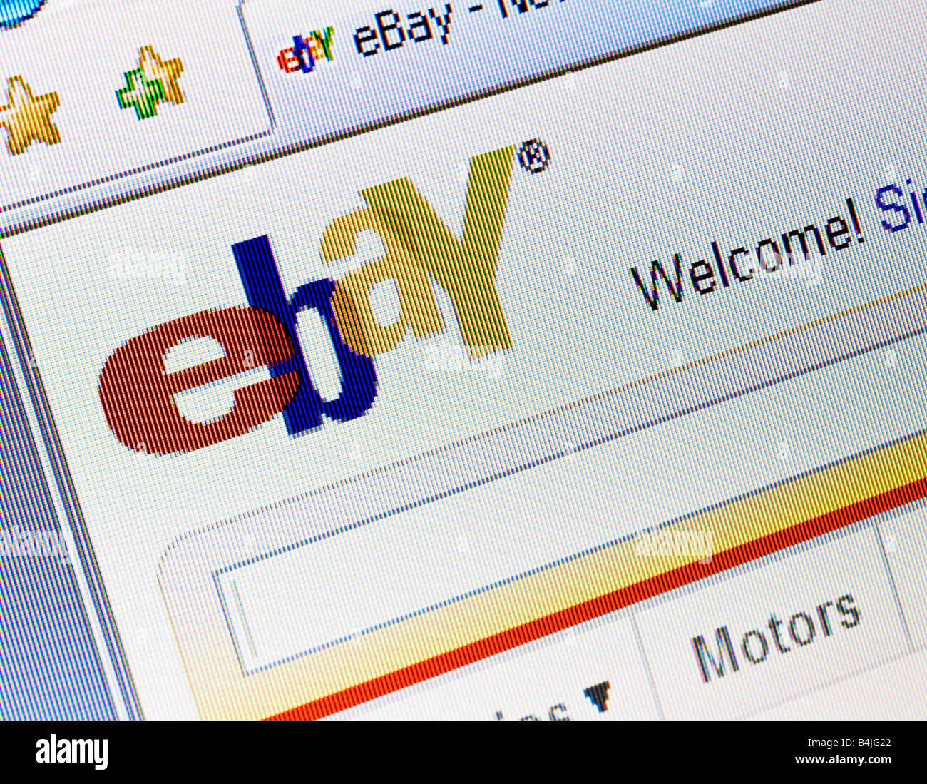 Ebay website splash screen and logo showing welcome message Stock Photo ...