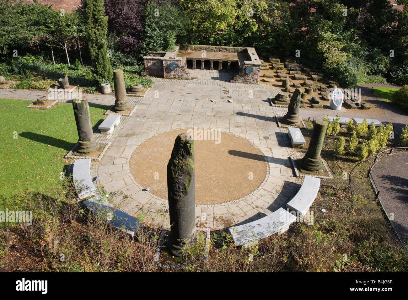 Gardens and Roman ruins in Chester, Cheshire, United Kingdom Stock ...