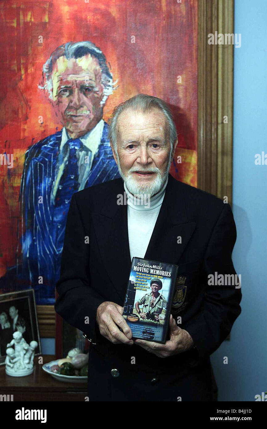 Actor Sir John Mills pictured November 2000 at his home in Denham Bucks ...