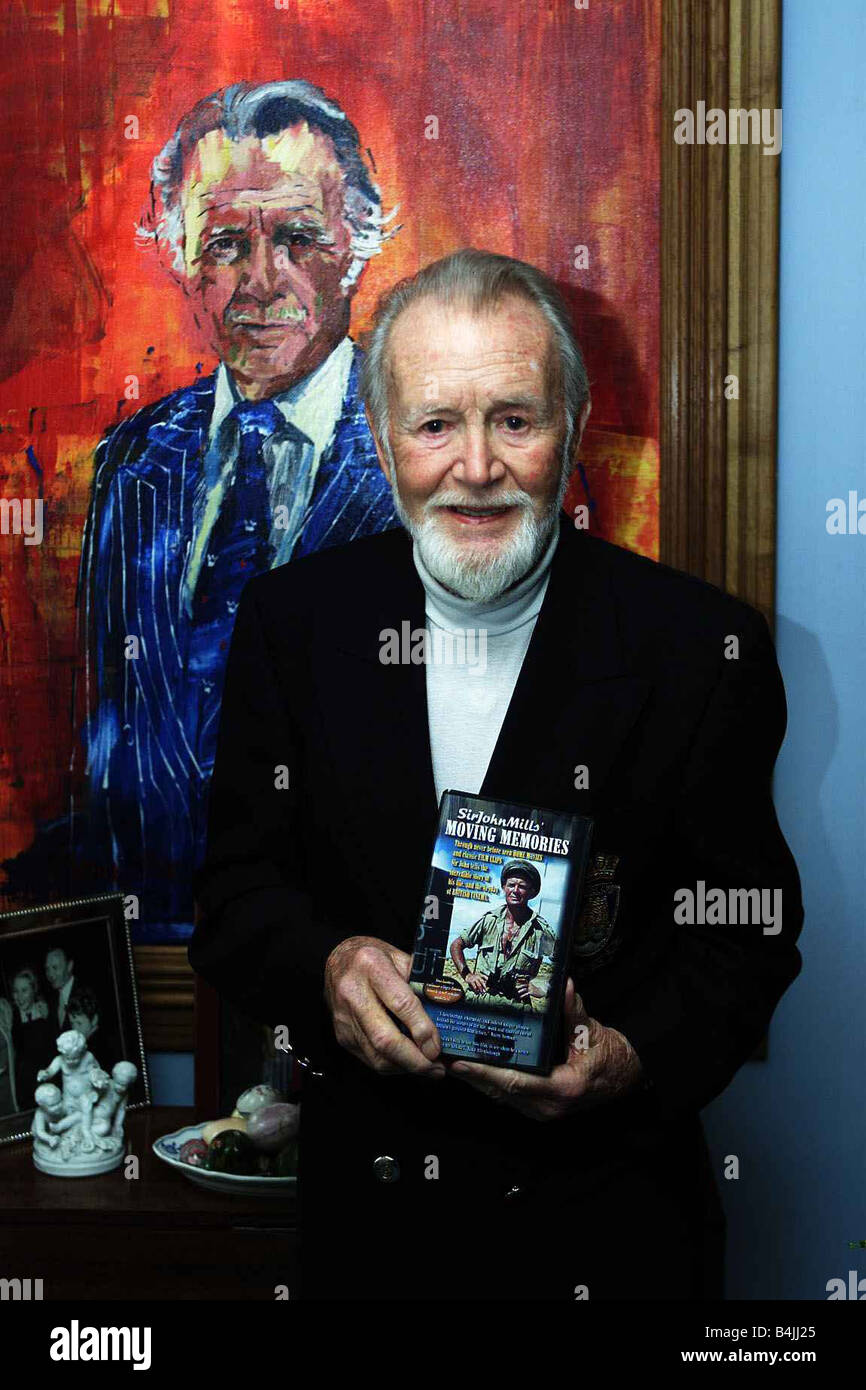 Actor Sir John Mills pictured November 2000 at his home in Denham Bucks ...
