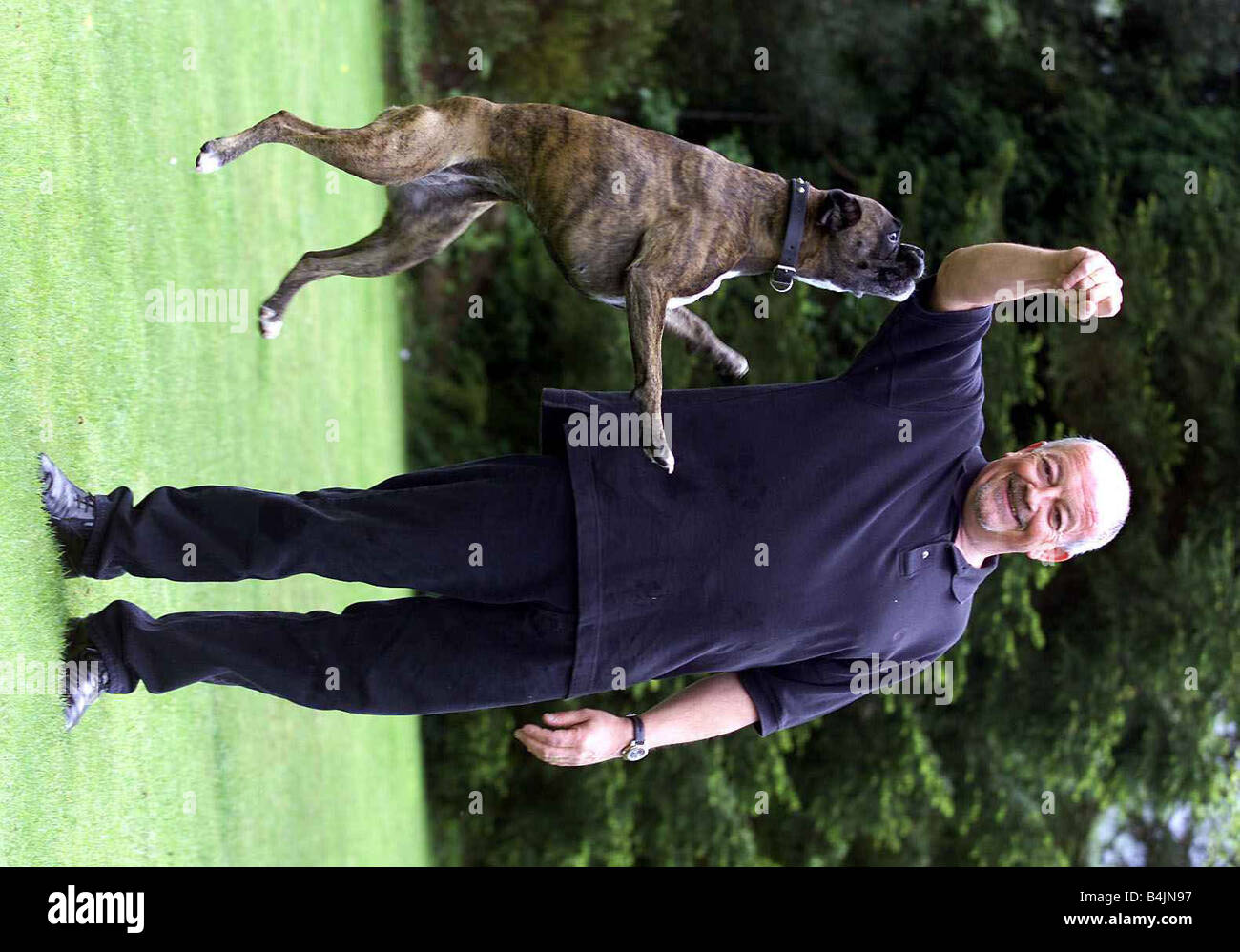 Tim Healy actor December 2002 relaxes at his Cheshire home with pet dog ...
