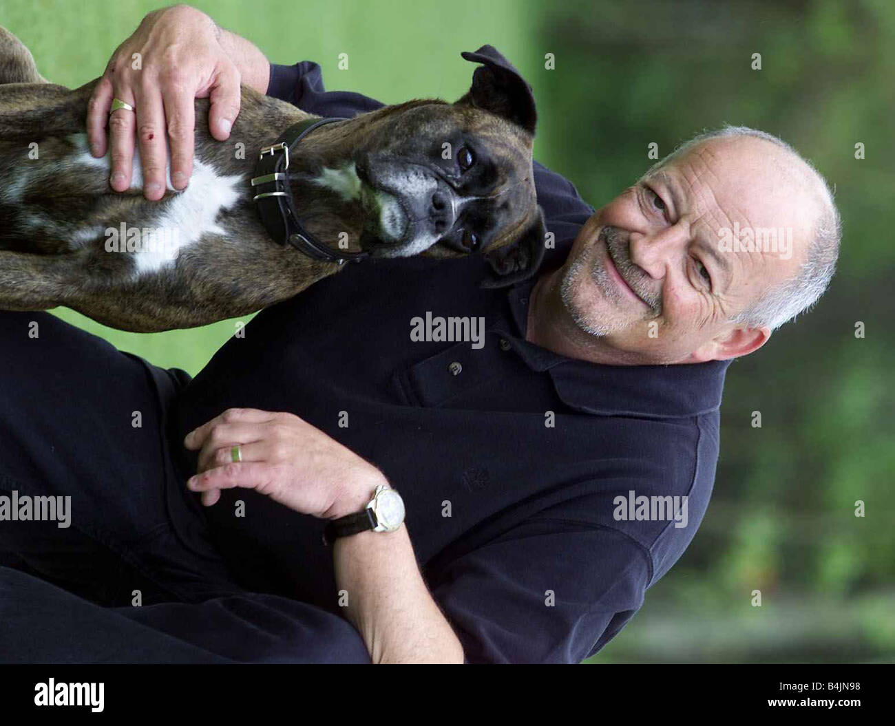Tim Healy actor December 2002 relaxes at his Cheshire home with pet dog ...