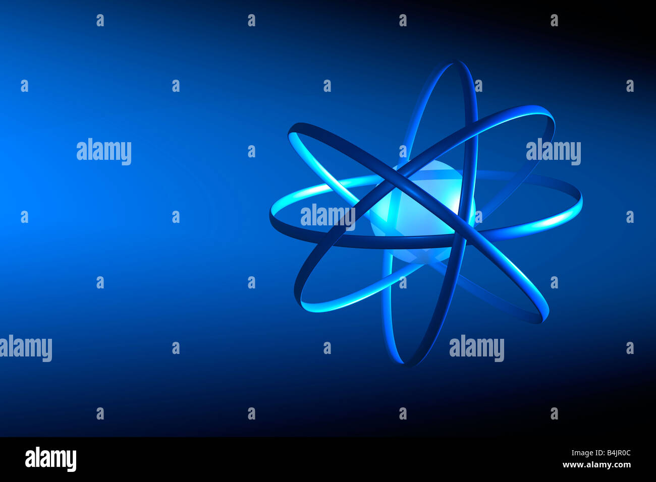 Blue model of an atom Stock Photo - Alamy