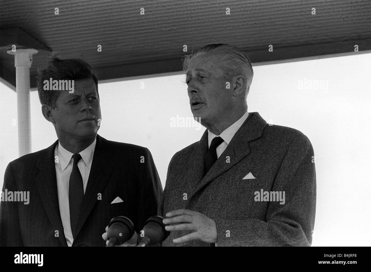 President John F Kennedy on a vist to England July 1963 with Prime ...