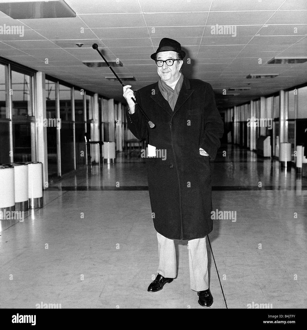 Phil Silvers Dec 1973 American actor and comedian arriving at Heathrow ...