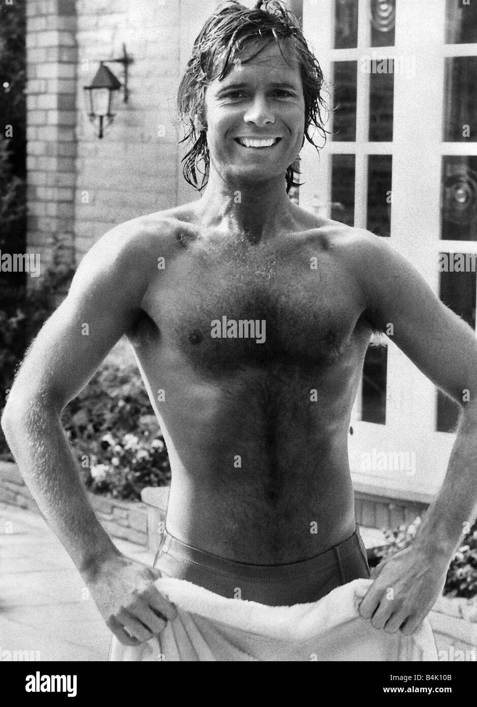 Cliff Richard Singer Actor at his Surrey home after a swim October 1978 ...
