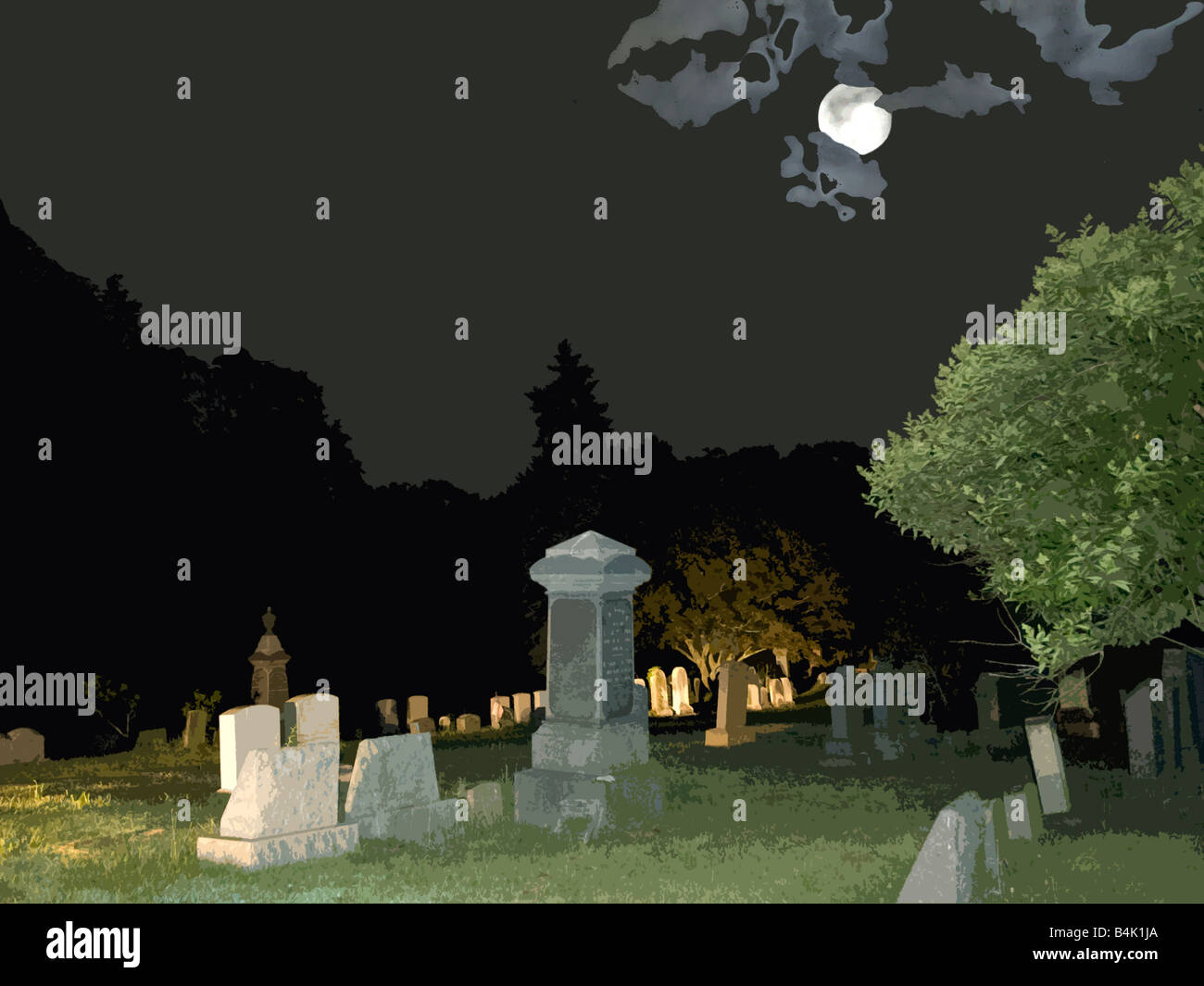 Blank Gravestone Night