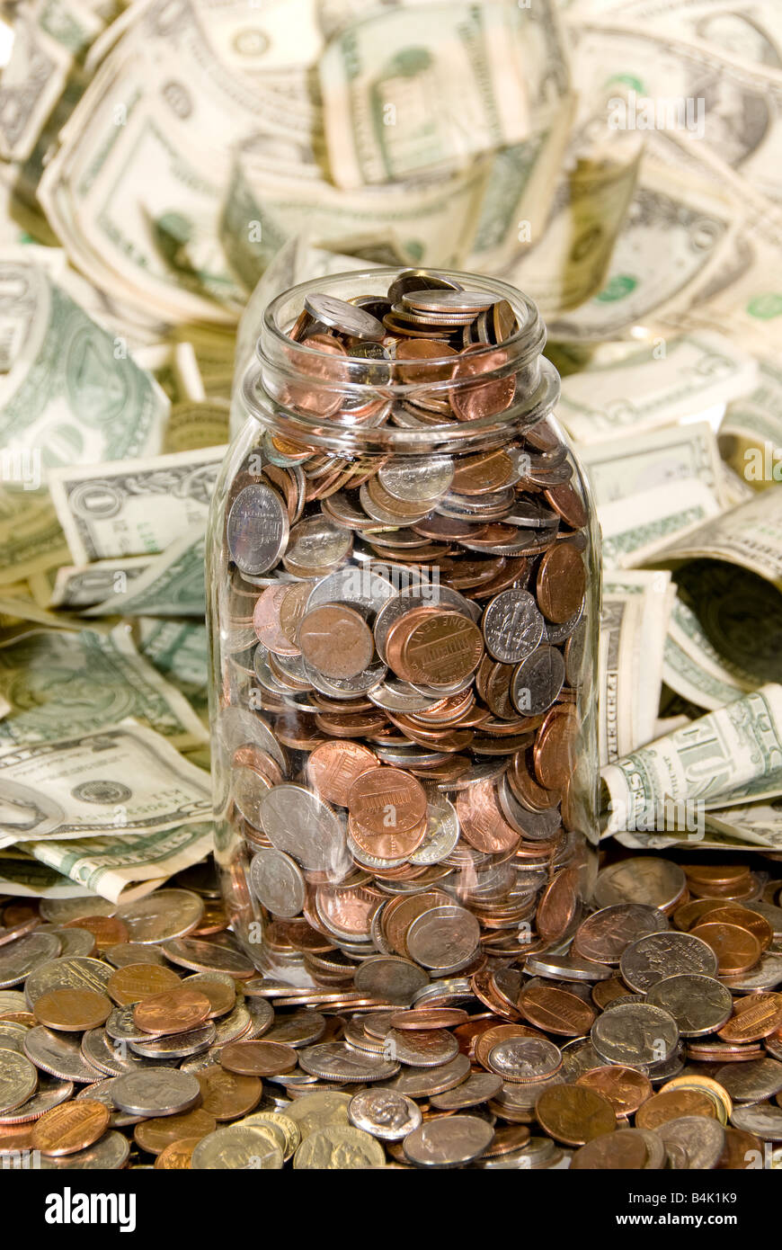 U S currency in dollars and change show what a good savings can yield ...