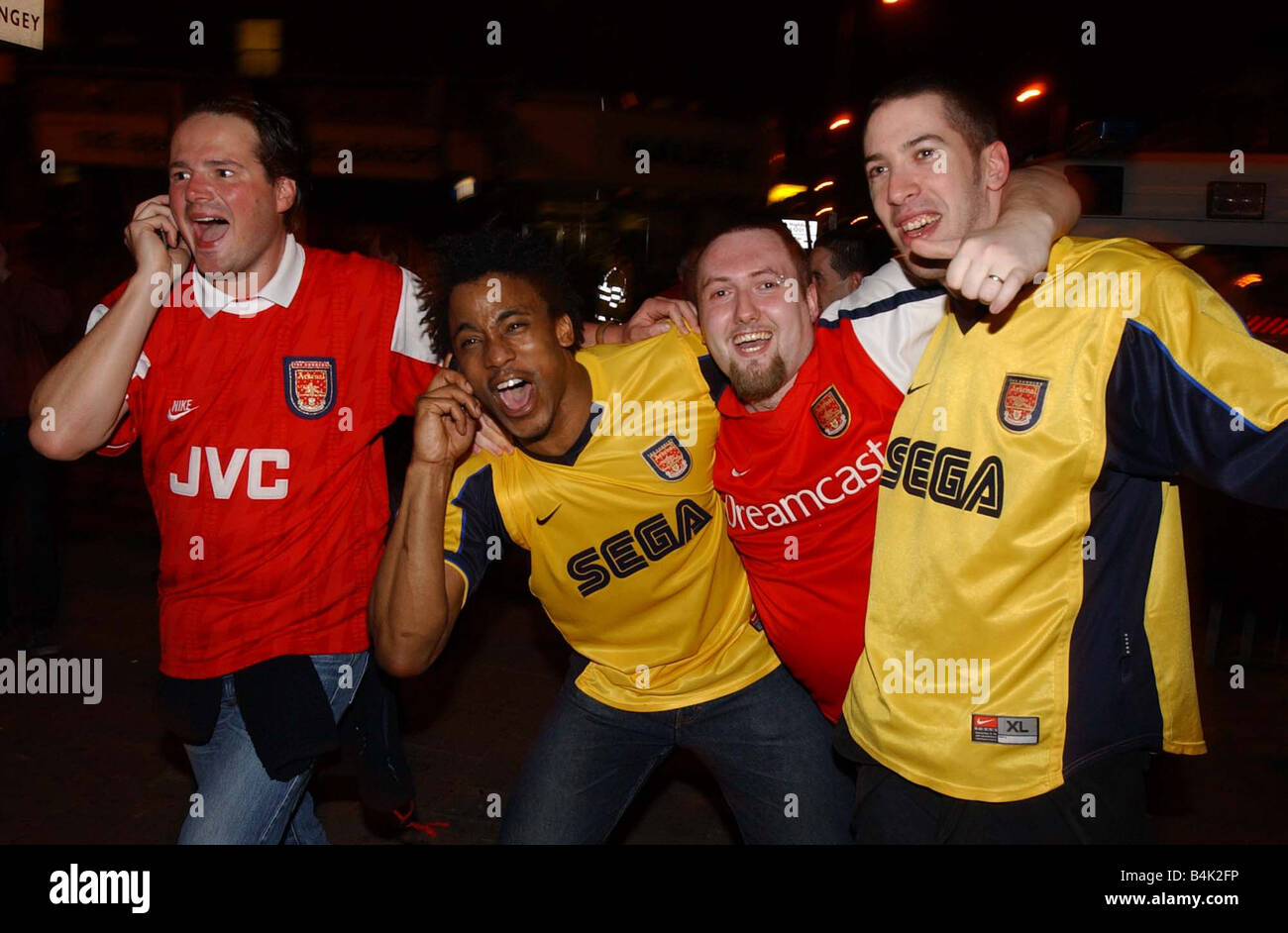 Arsenal fans celebrate after thier team won the double at Highbury 8th ...