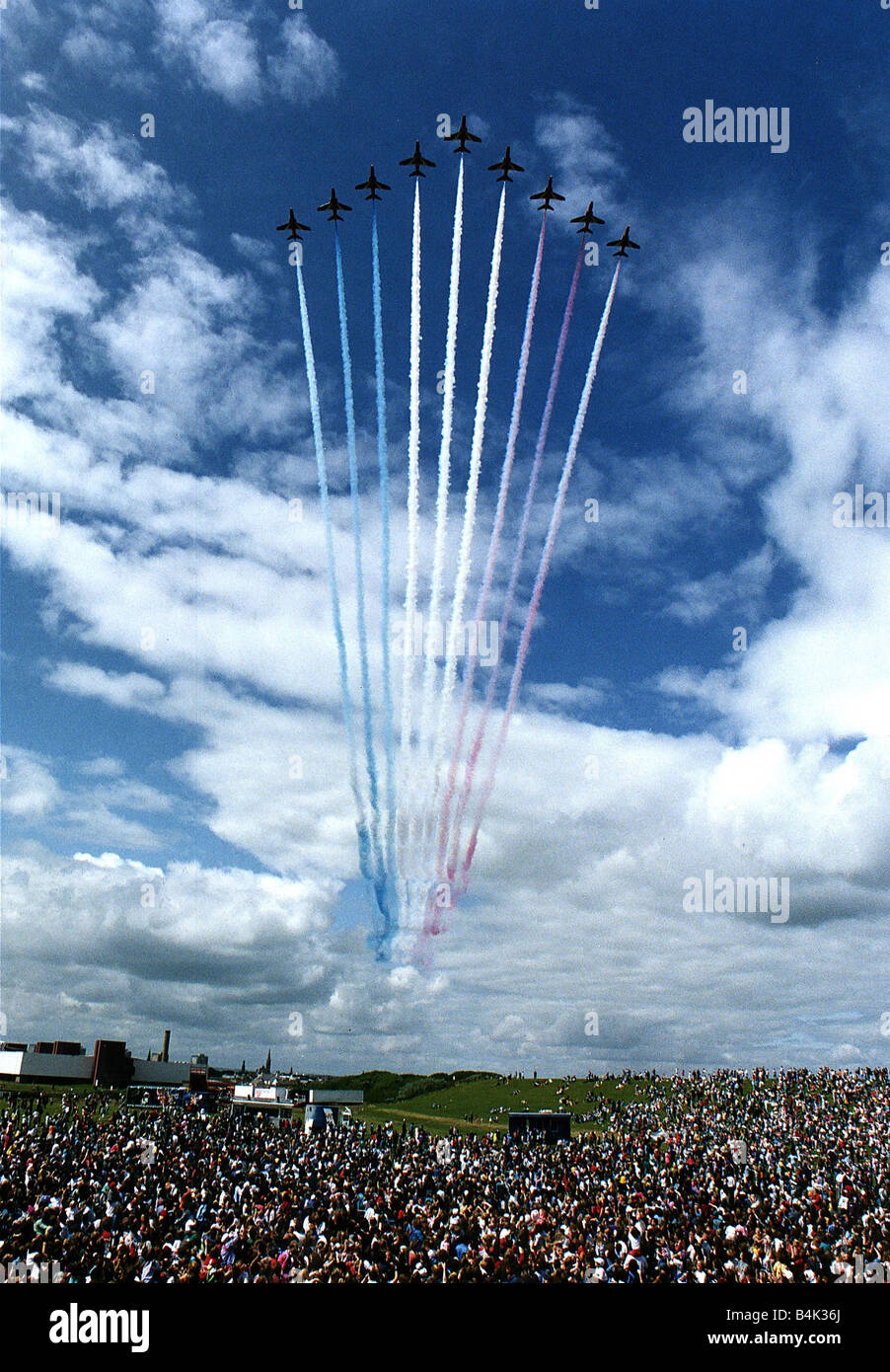 Red Arrows flying display team at Beach Park Irvine circa 1993 Stock ...