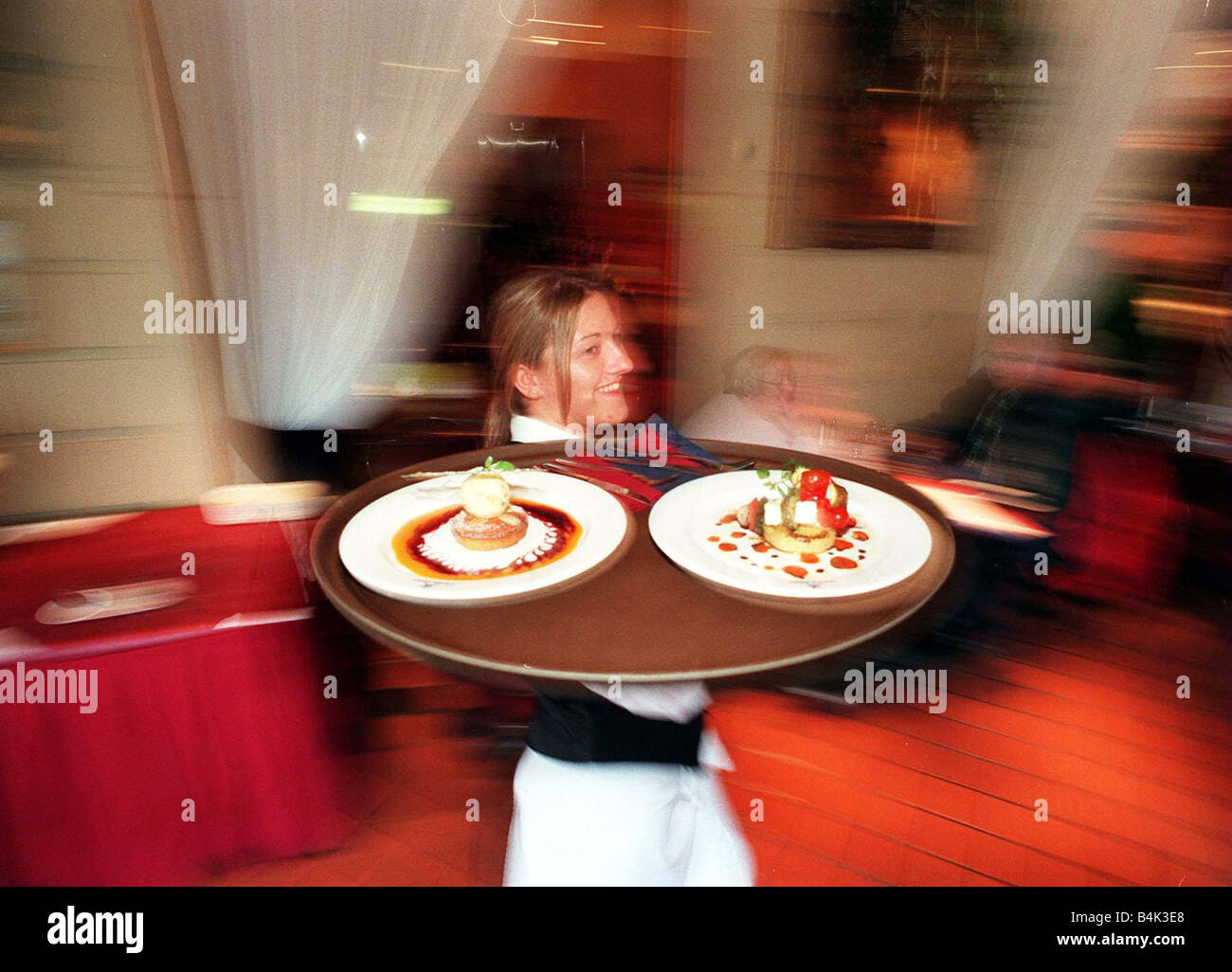 Carrie Barr waitress March 1999 at the Holiday Inn Glasgow Carying tray ...