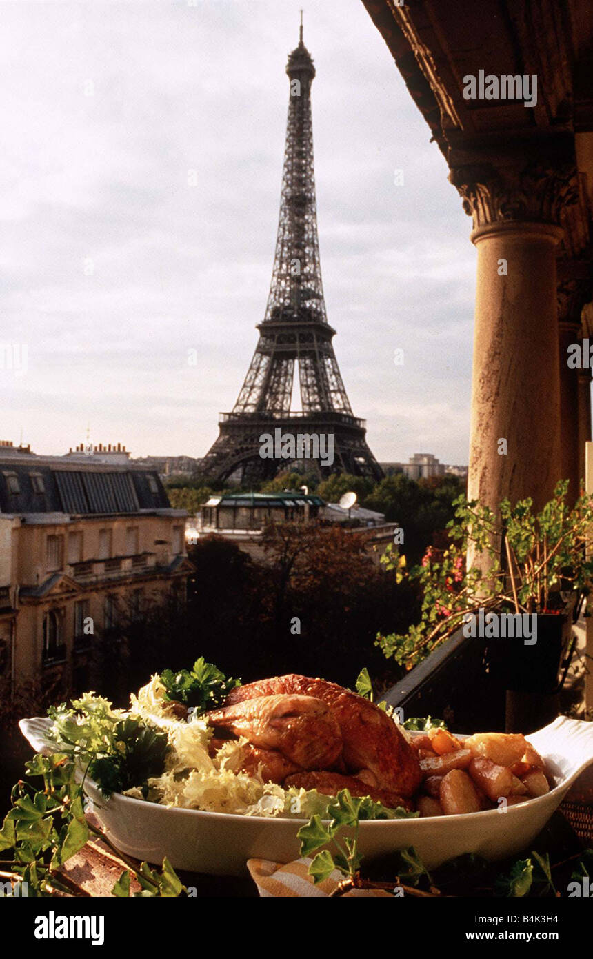 France Paris Eiffel Tower and roast chicken August 1994 Stock Photo - Alamy