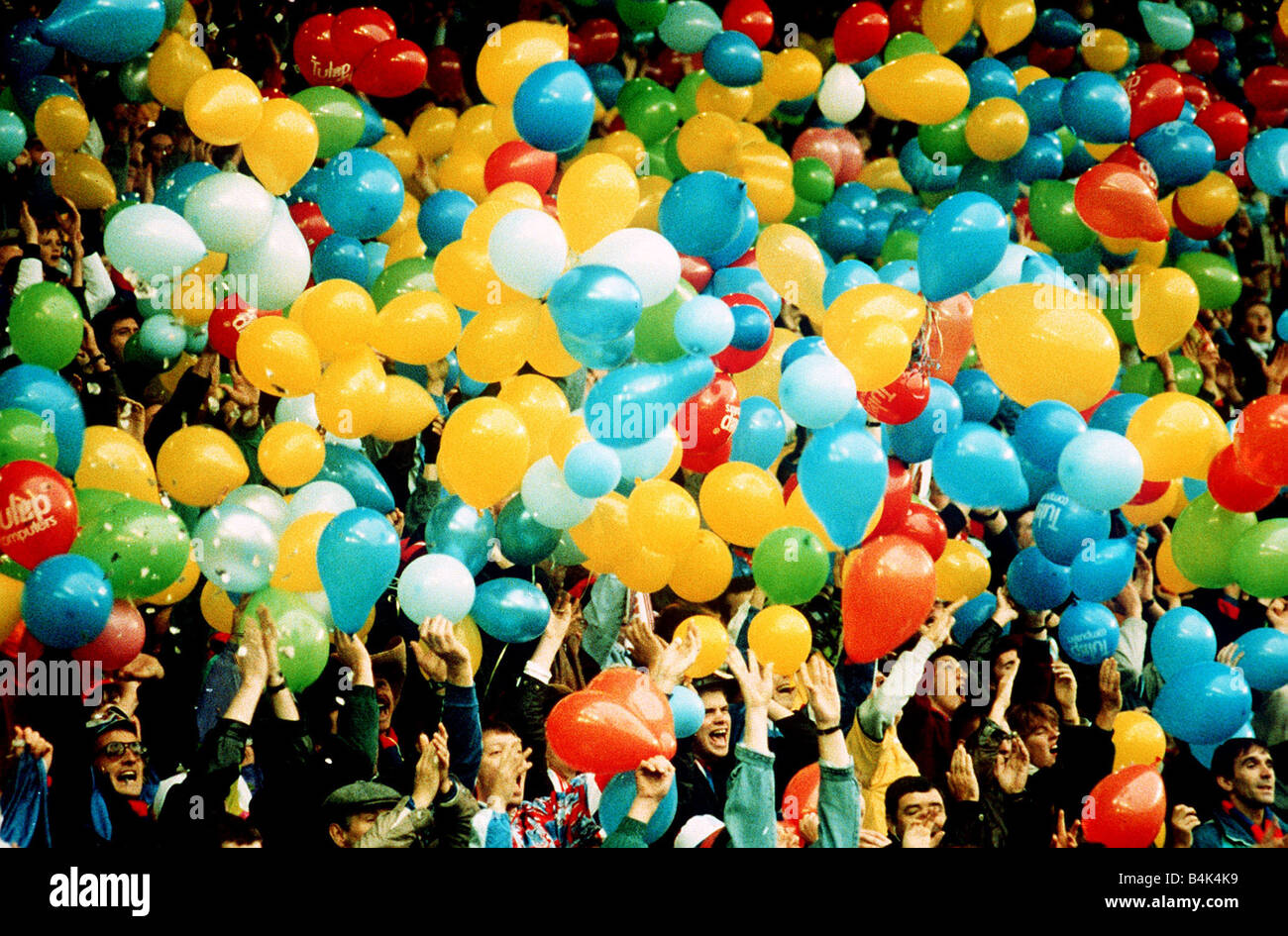 Crystal Palace supporters release hundreds of balloons after they win ...