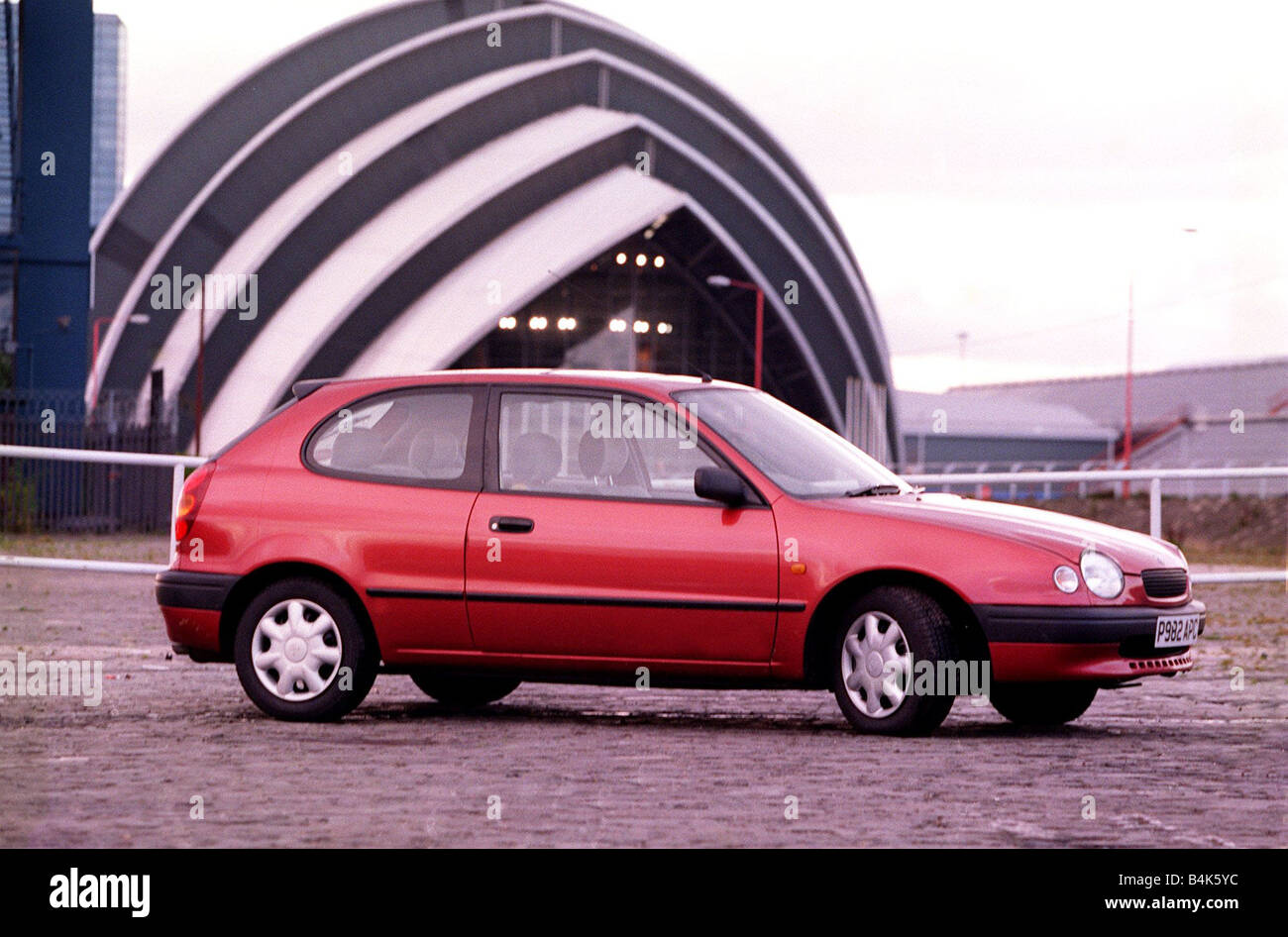 Toyota Corolla red car November 1997 at Armadillo building at SECC ...