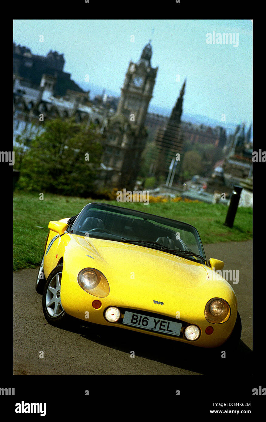 Yellow TVR Griffith 500 car in Edinburgh May 1998 Stock Photo - Alamy