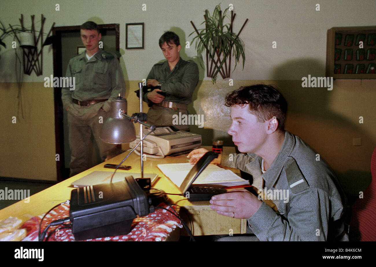 Border guard officers in the barracks during a night shift, Poland ...