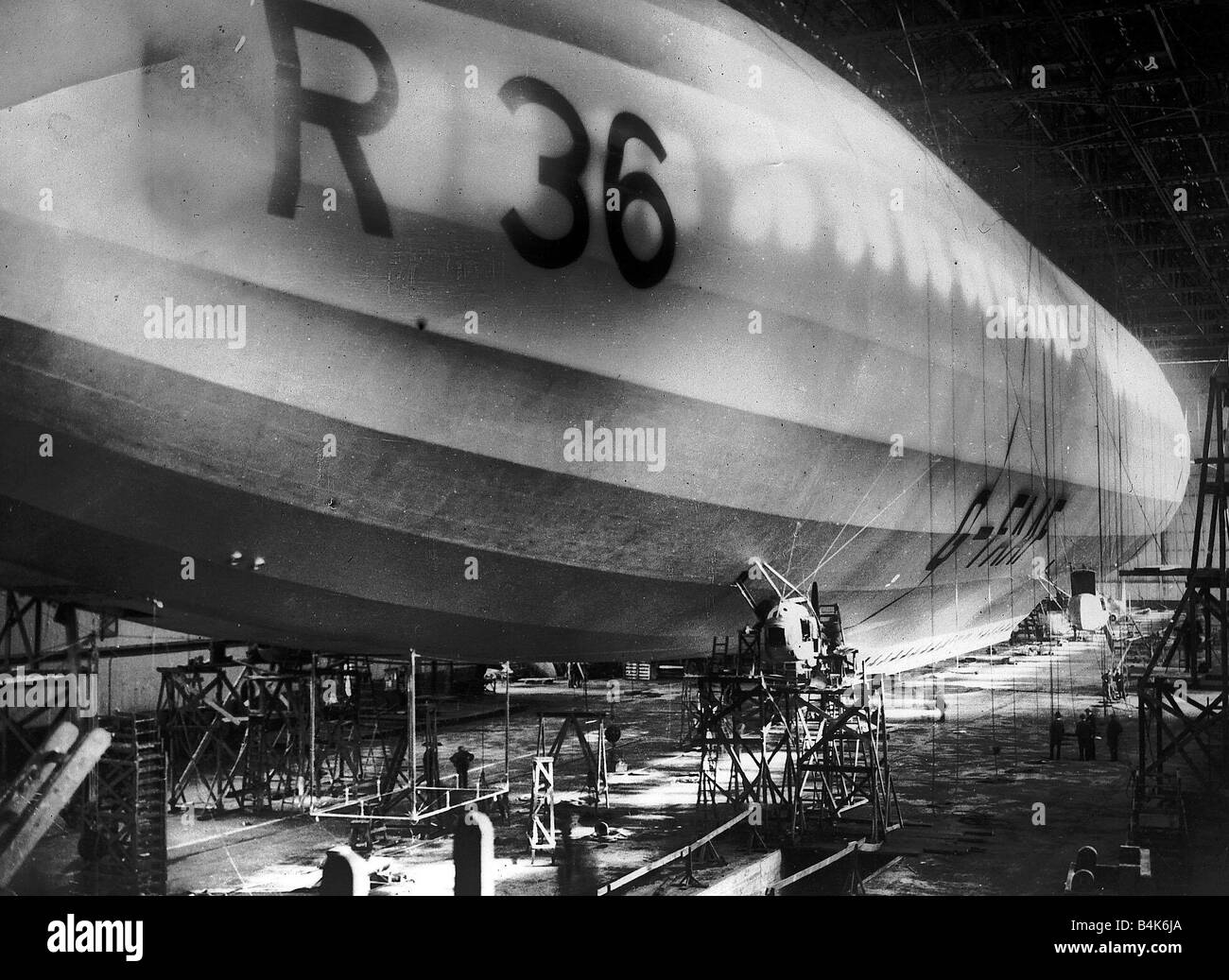 Beardmore R36 Airship G FAAF moored inside it s giant hangar LFEY003 ...