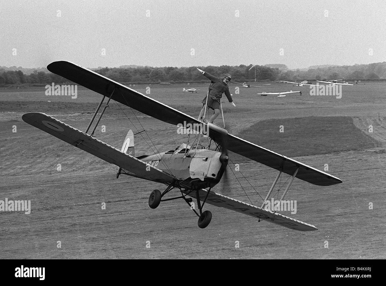 Aircraft DeHavilland Tiger Moth Wing Walker May 1968 BEA air hostess in ...