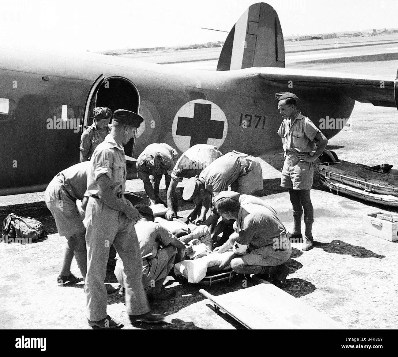 Royal Australian Air Force air ambulance unloading a patient from the ...