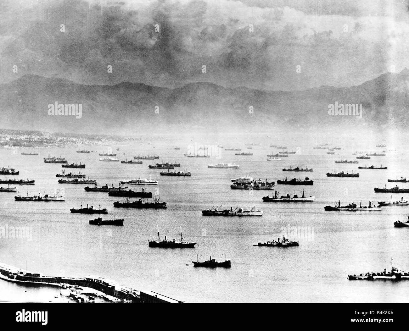 Convoy od Allied ships assembles in Southern Italy in preparation for ...