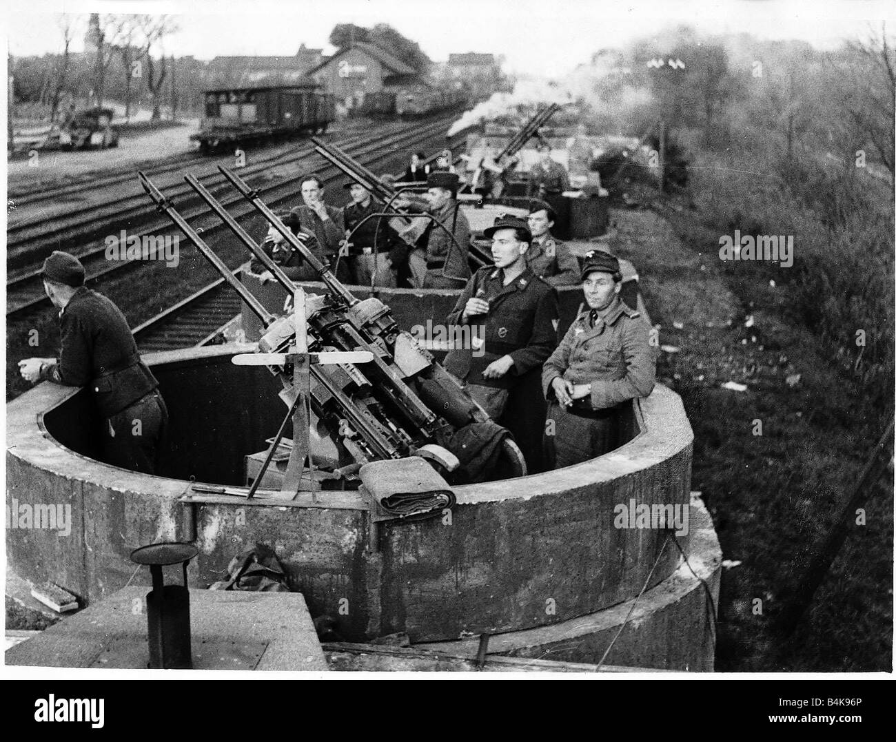 WW2 May 1945 German A A train captured complete with its crew Stock ...