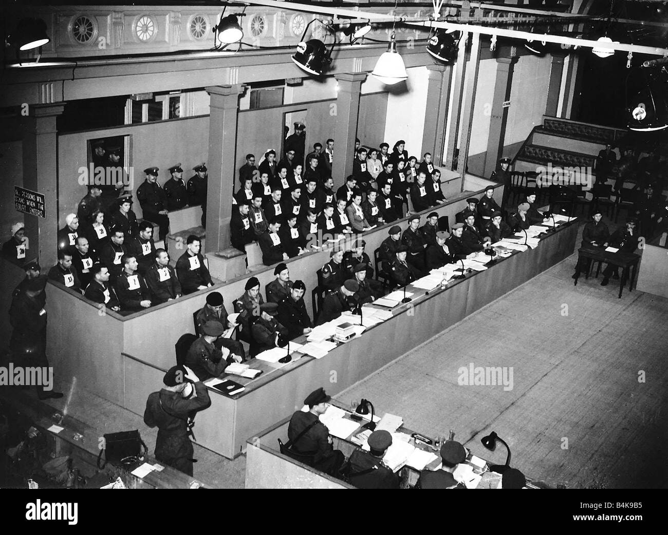 WW2 General view of court dock and cinema screen at Belson Trial Stock ...