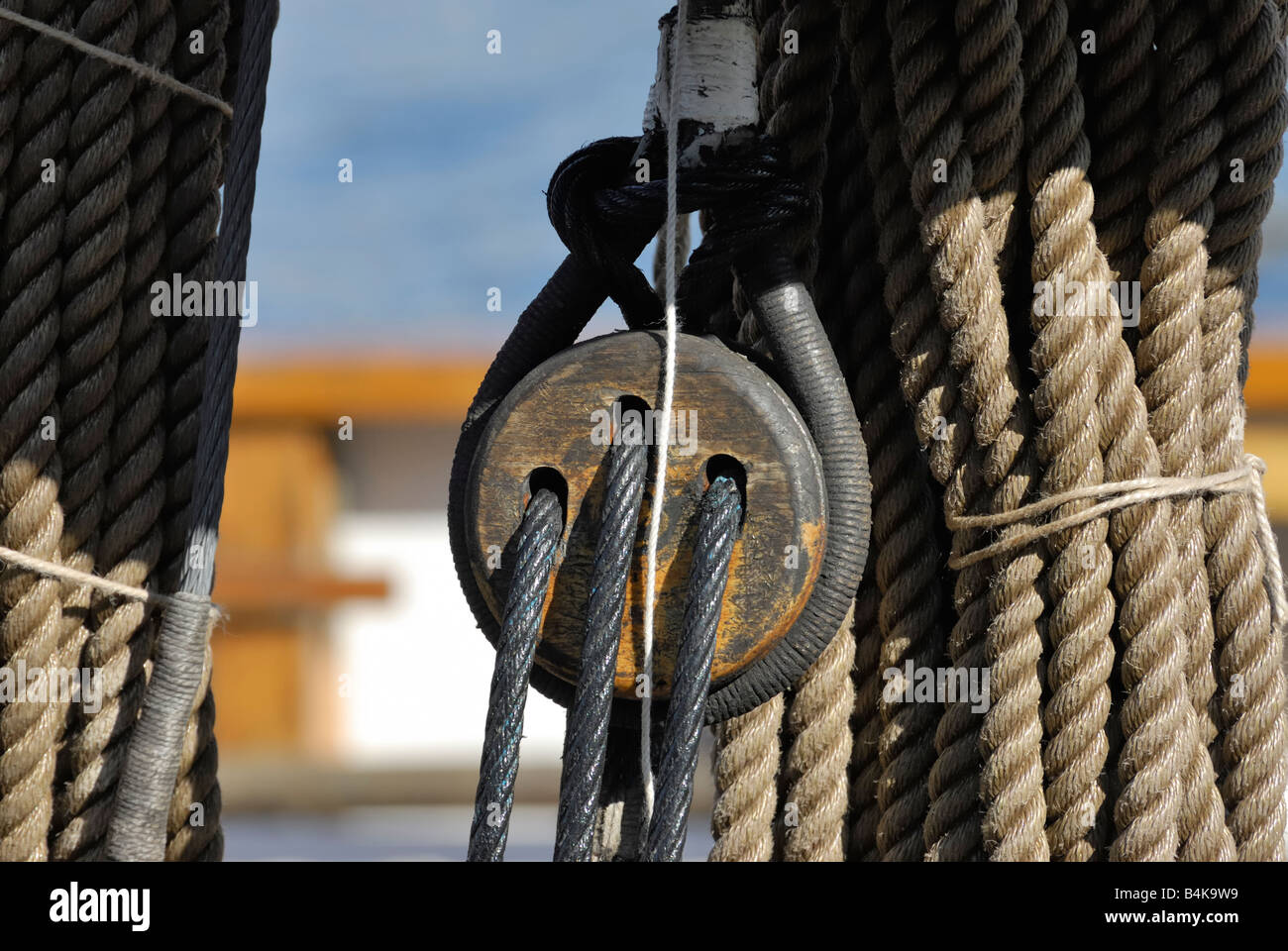 Close up of the yacht relieving rope Stock Photo - Alamy