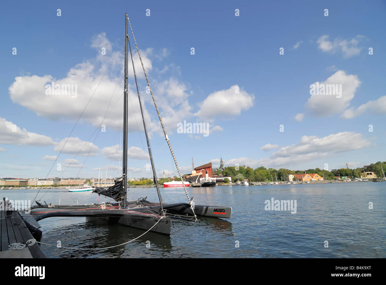 Black trimaran at Stockholm s mooring Stock Photo - Alamy