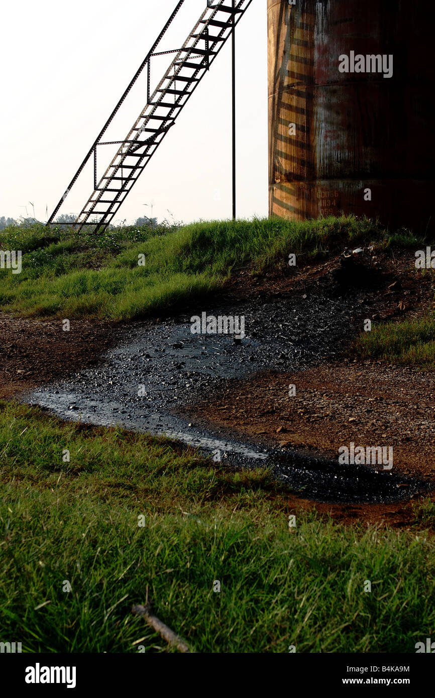 Spill From Oil Tanks Stock Photo - Alamy
