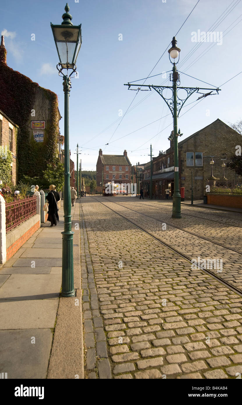 Edwardian street at Beamish Museum Co Durham Stock Photo - Alamy