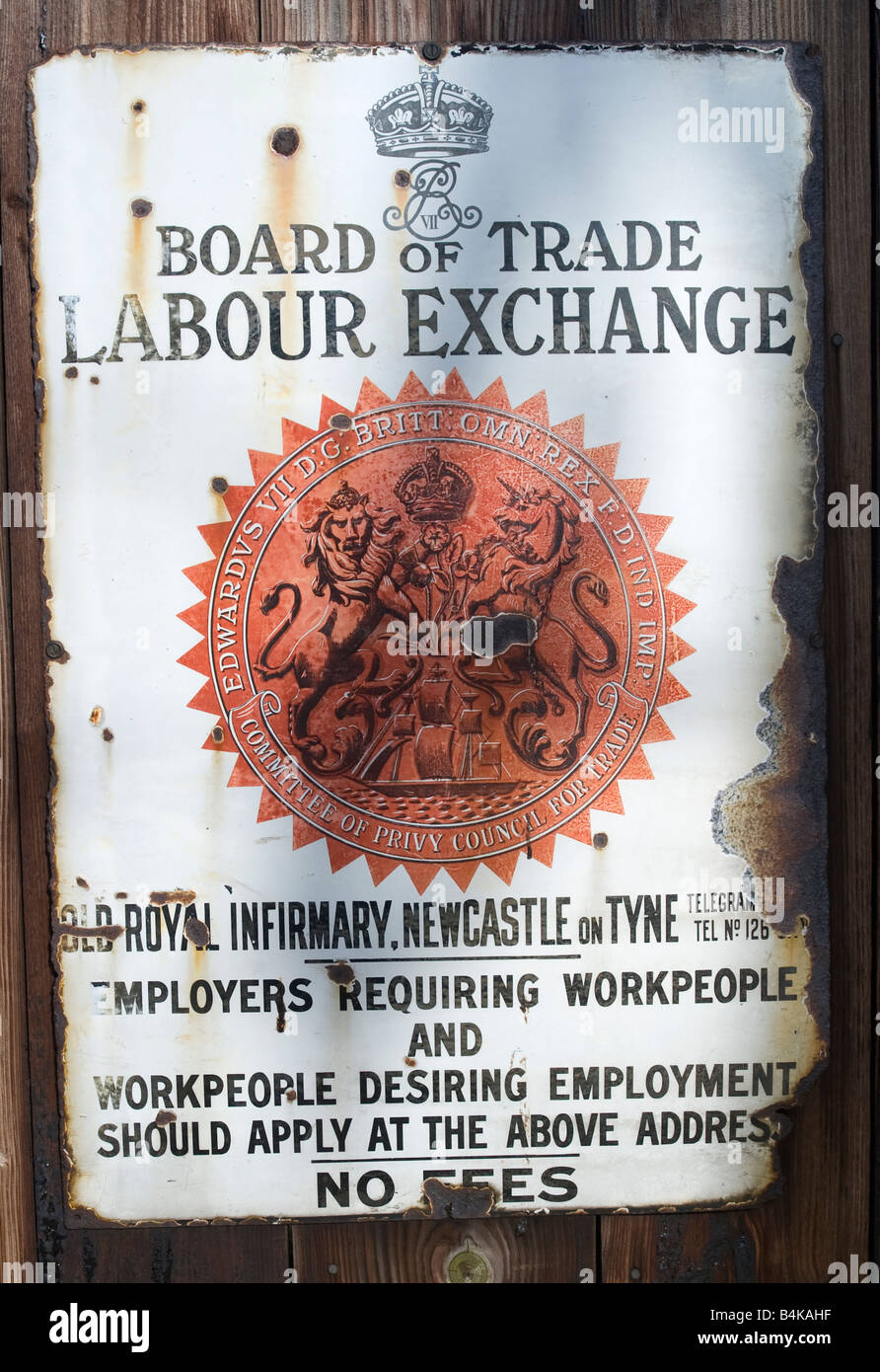 An old advertising sign for the board of trade labour exchange circa ...