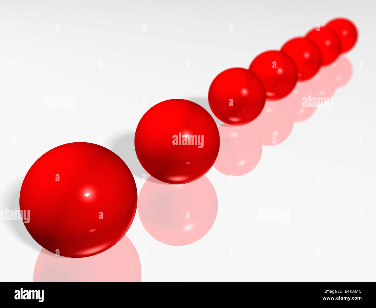 Red balls in a row. 3D illustration Stock Photo - Alamy