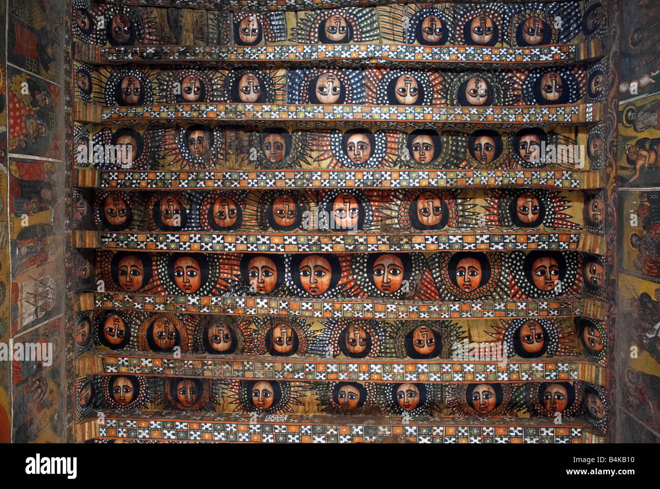 The ceiling of Debre Berhan Selassie Church, Gondar, Ethiopia Stock ...