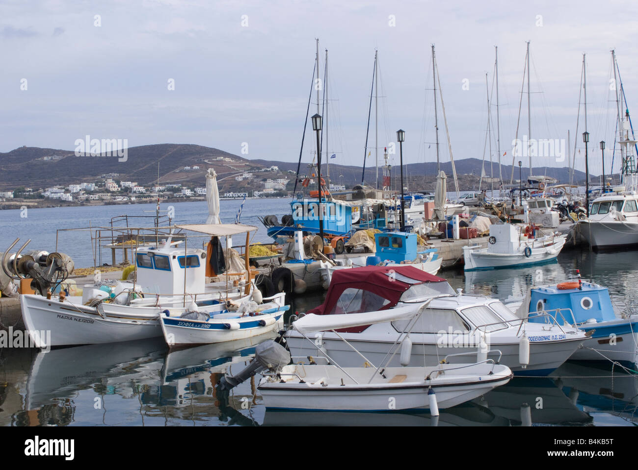Small Greek Fishing Boats Leisure Craft and Motor Boats in Foinix Town ...