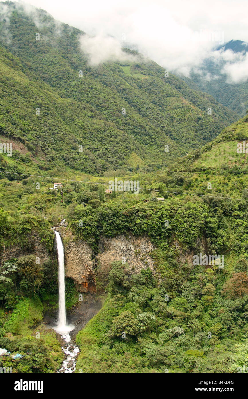 Waterfall, Rio Pastaza, on the Ruta de las Cascadas, near Banos ...