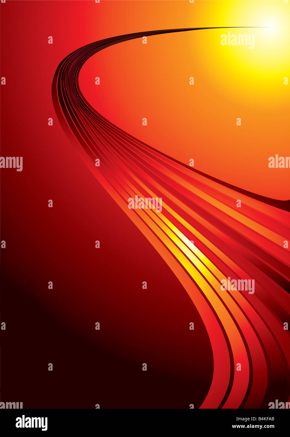 Red hot background with a flowing strand of light Stock Photo - Alamy