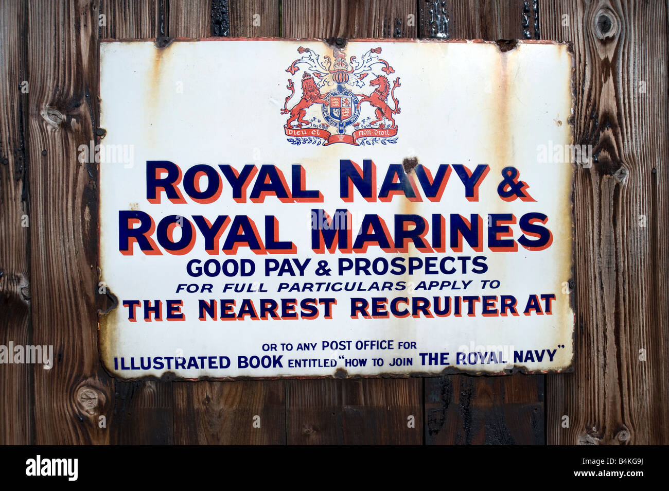 An old recruitment sign for the royal navy and the royal marines circa ...