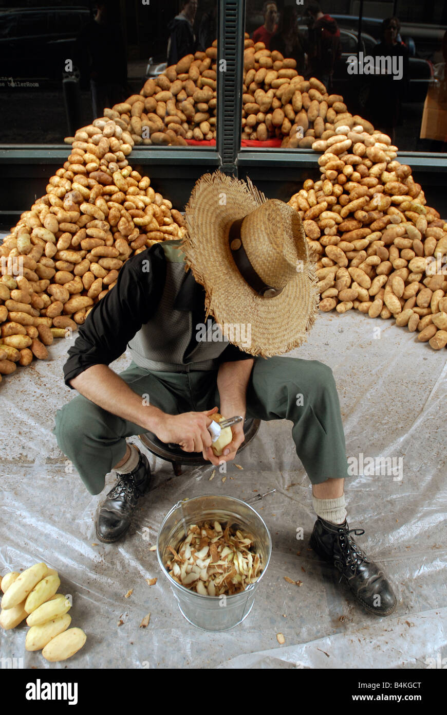 Artist John Bonafede performance art piece Sustenance 2008 at the Dumbo ...