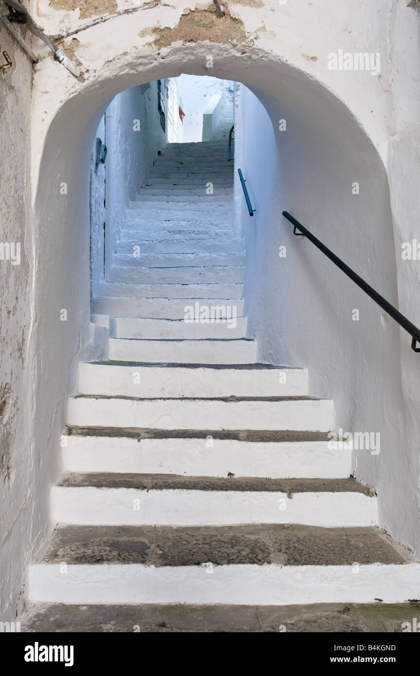 Narrow passageway and steps through the old town of Atrani Stock Photo ...